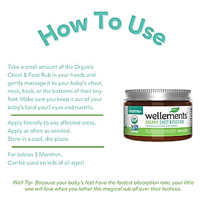 Wellements Organic Baby Chest and Foot Rub | Soothes and Comforts with Eucalyptus and Lavender | Certified Organic | Free From Petroleum, Menthol and Artificial Fragrance | 1.8 Fl Oz. | 3 Months+