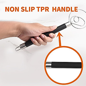 Guowall Stainless Steel Dough Whisk for Dutch Bread with Rubber Anti-Slip Handle 12 inch Dough Blender Mixer Baking Tools for Cake Bread Pizza Pastry Biscuits