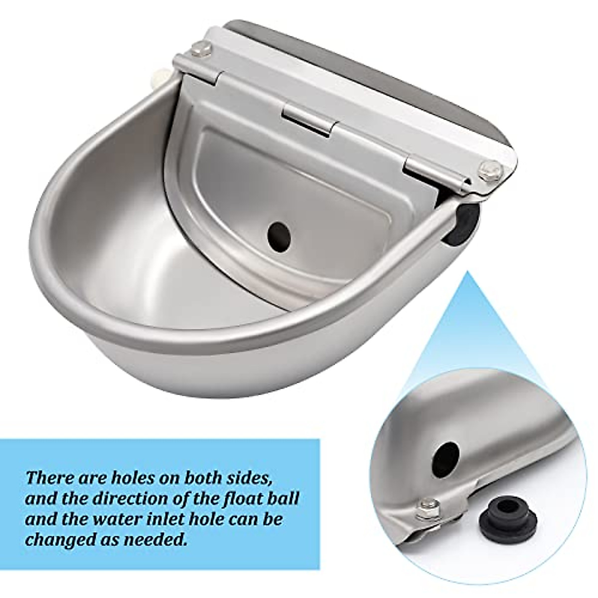 LIUCOGXI Automatic Dog Water Bowl Dispenser Stainless Steel Automatic Livestock Waterer Cattle Water Feeder Trough with Float Valve for Animal Cow Cattle Dog Horse Donkey