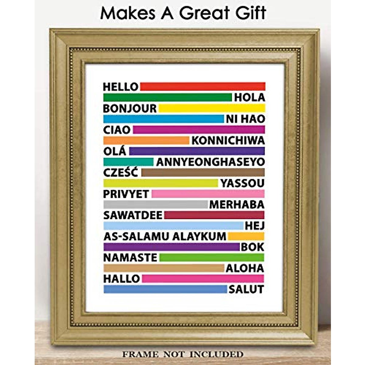 Hello In Different Languages Typography Wall Art Print: 8x10 Unframed Chic, Boho & Modern Posters for Office, Classroom, Dorm, Living Room & Bedroom Decor - Gift Idea for Students, Teachers