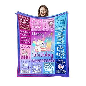 Pozevan 1 Year Old Girl Birthday Gift Blanket, 1 Year Old Girl Gifts, 1st Birthday Girl Gifts, One Year Old Girl Birthday Gifts, First Birthday Gifts for Girls, 1st Birthday Decorations Girl 50"X40"