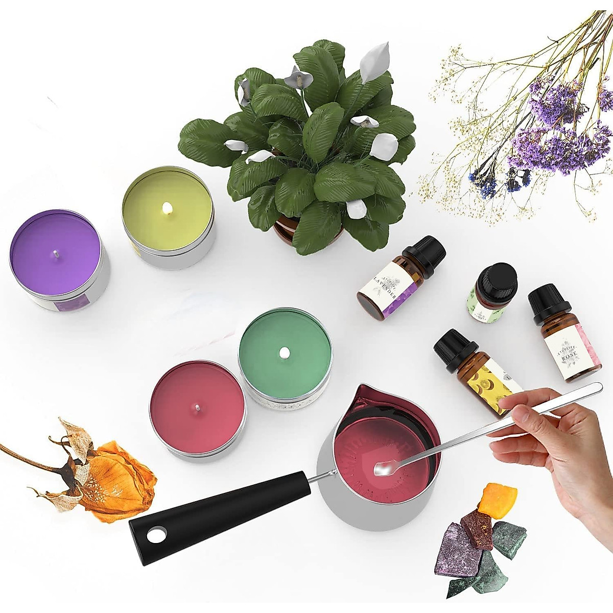 Complete Candle Making Kit for Adults Kids,Candle Making Supplies Include Soy Wax for Candle Making,Fragrance Oils Candle Wicks Dyes Jars Melting Pot,DIY Starter Scented Adults Beginners Craft Kits