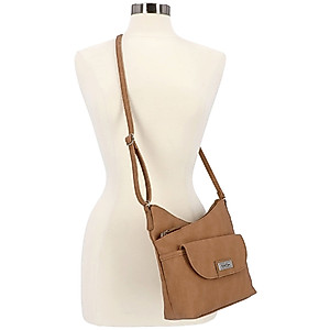MultiSac Vista Solid Color Vegan Leather Crossbody Handbag One Size Brown