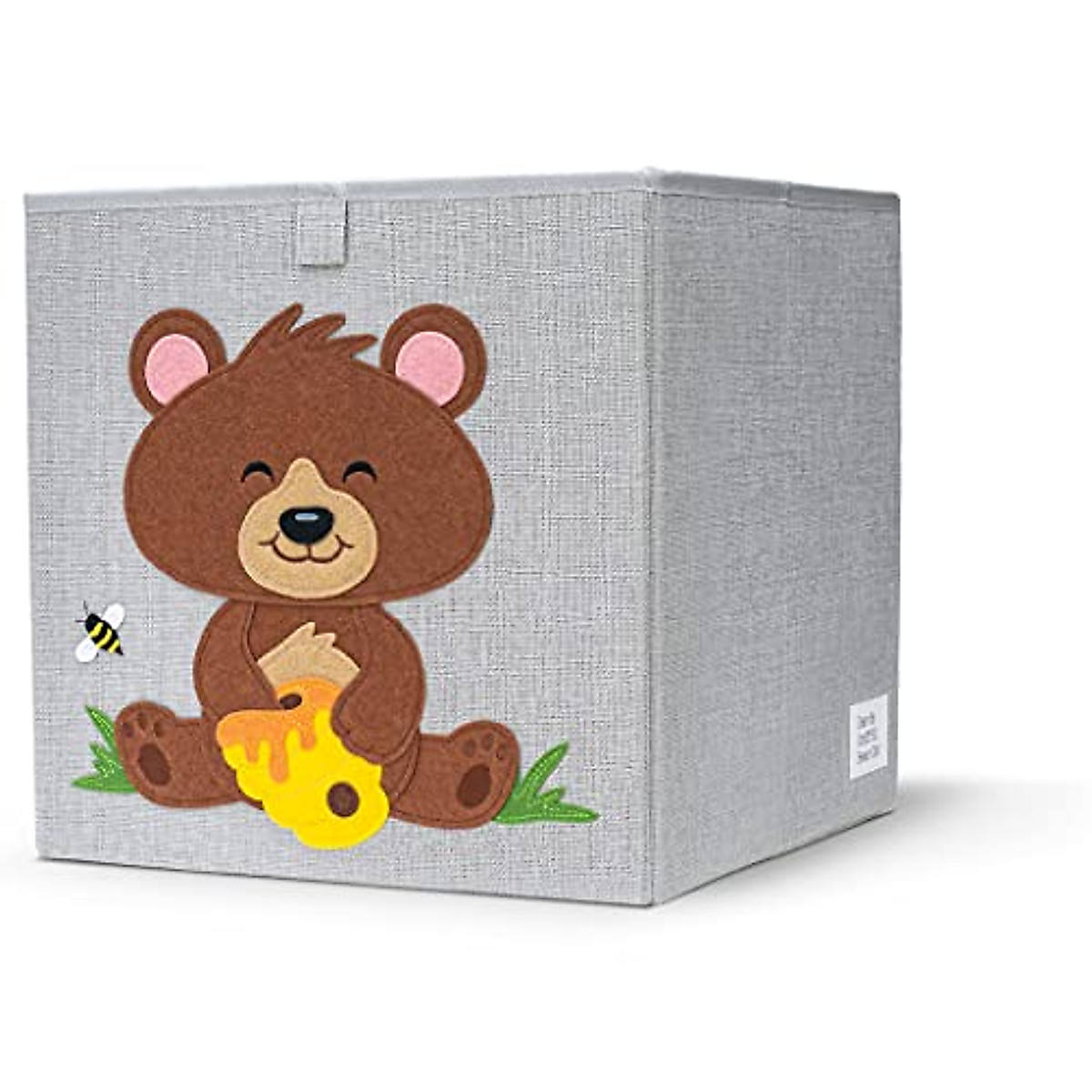 Gav & Griff E. Bear Co. Bearee™ 13-inch Foldable Cube Storage Bin/Box/Organizer/Container/Cubby for Kids & Toddlers (Bear Design) – Grey