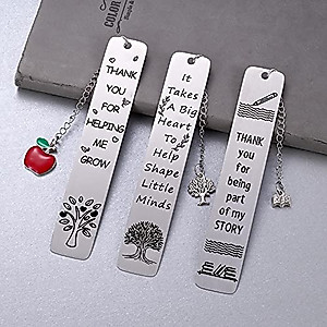 3 Pack Teacher Metal Bookmark, Book Lover Reading Gifts, End of Term Teacher Appreciation Thank You Gift Nursery Preschool School