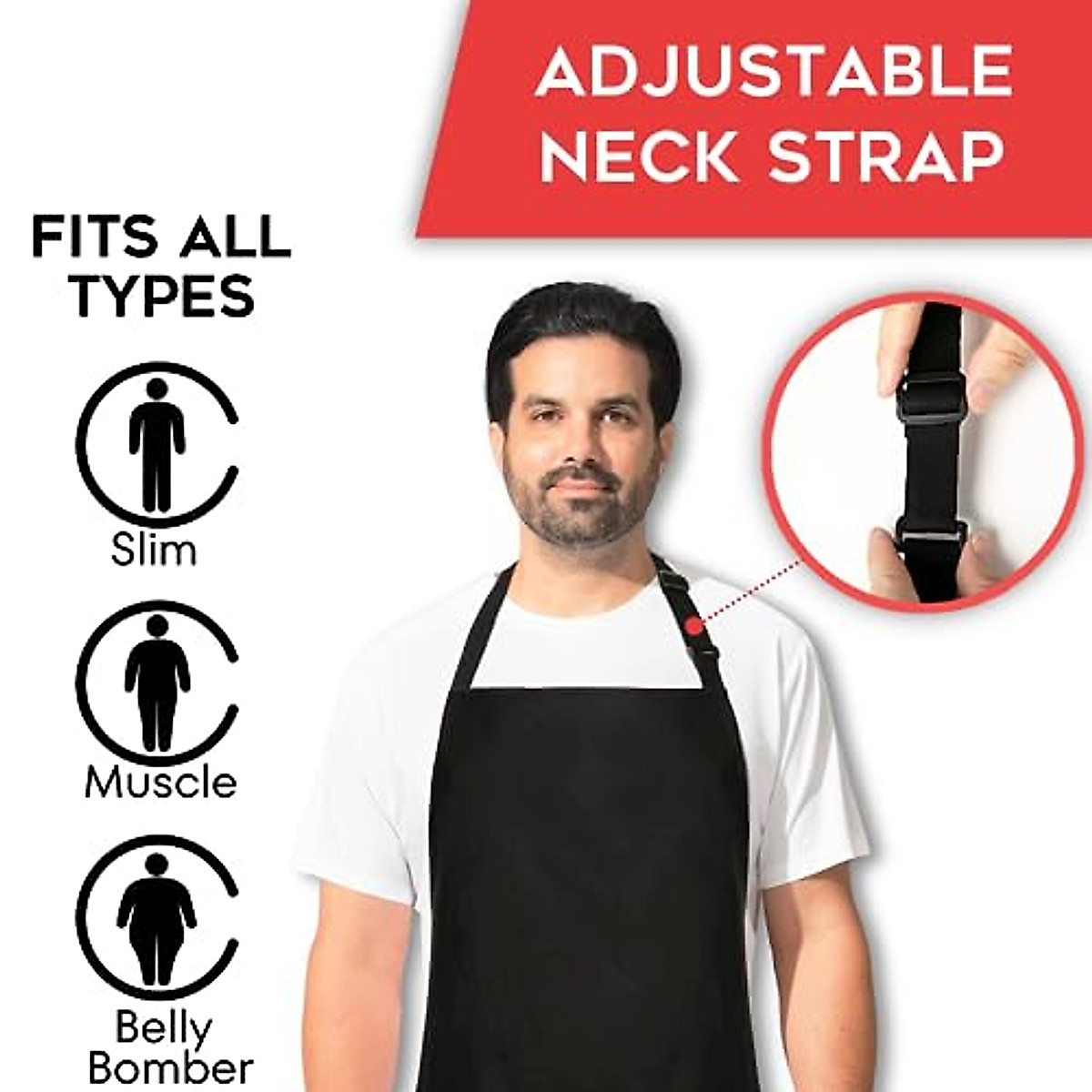 Comfyanno Aprons for men, 2 Pack 100% Cotton Mens Apron, Black Chef Kitchen Cooking Apron, Men Grilling BBQ Apron with 2 Pockets, Waterproof Man Apron for Gardening, Baking