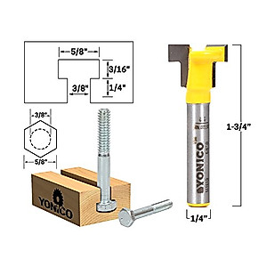 YONICO T Track T Slot Router Bit 3 Bit Set 1/4-Inch Shank 14392q