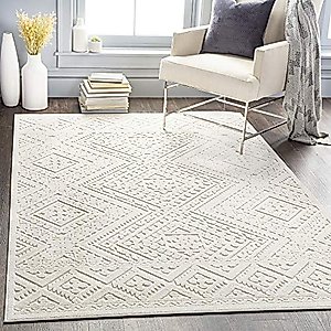 Livabliss Ivor Outdoor Textured Area Rug, 7'10" x 10', Cream