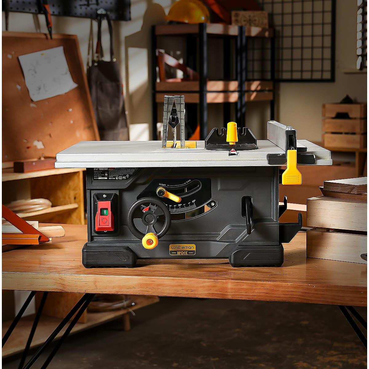 Upstreman Work M1 Pro Portable Table Saw, 13Amp Compact Tablesaw 5700RPM, 8.25" Table Saw w/24T Blade, Dust Collector, Onboard Carrying Handle Easy to Carry, Adjustable Cut Depth and Angle, for DIY