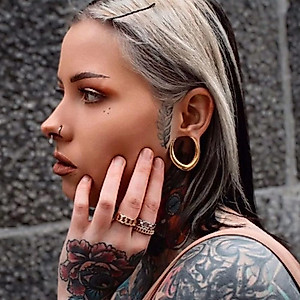 Casvort 2 PCS 8mm (0g) Hypoallergenic 316 Stainless Steel Gold Hot Minimalism Saddle Plugs Ear Gauges Tunnels Piercing Expander Stretchers Fashion Body Jewelry