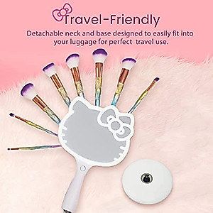 Impressions Vanity Hello Kitty LED Handheld Mirror, Makeup Vanity Mirror with Standing Base and Adjustable Brightness