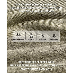 Haimont Men's Quarter Zip Golf Shirt Long Sleeve Athletic Pullover with Lightweight Brushed Fleece Lining Quick Dry Fishing Tops, Brown, L