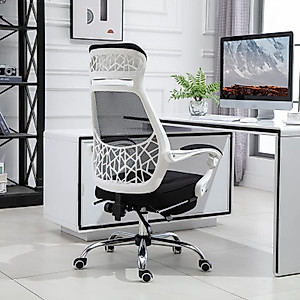 Vinsetto Ergonomic High Back Mesh Office Chair Swivel Reclining Computer Desk Chair with Retractable Footrest, Headrest, Padded Armrest