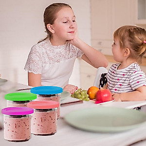 Replacement Ninja Creami Pints and Lids - 4 Pack, Ninja Creami Containers, Creami Pint Containers, Ninja Creami Accessories, Homemade Ice Cream Containers, 16 oz, Compatible with NC299, NC301 series