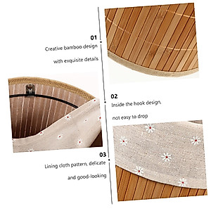Levemolo 1pc Bamboo Trash Can Round Trash Can Collapsible Garbage Can Garbage Cans Woven Rubbish Container Clothes Storage Organzier Waste Bins Laundry Basket Sundries Bucket Clothing