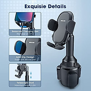 Beglero Cup Holder Phone Mount: Adjustable Height Cup Phone Holder for Car, Universal Extendable Cup Base, Pull-Down Support Feet Car Phone Holder Compatible with iPhone, Samsung, all 4.5-7inch Phones