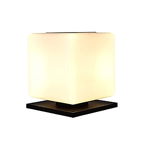 CZLZY Modern Simple Iron Square Column Light Solar LED Pillar Lamp Outdoor Waterproof Post Light Acrylic Lampshade Villa Wall Gate Lighting Lamp Lawn Base Landscape Light