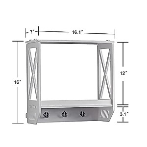 J JINXIAMU Bathroom Shelves,Bathroom Wall Cabinet Great for Save Small Space,Bathroom Wall Storage Over Toilet Shelf for Storing Bathroom Items,Wall Shelves with Key Holder for Entryway,White