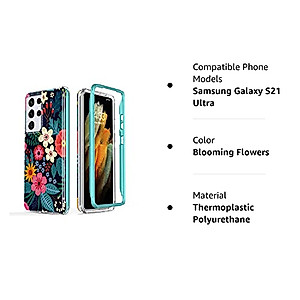 Esdot for Samsung Galaxy S21 Ultra Case,Military Grade Passing 21ft Drop Test,Rugged Cover with Fashionable Designs for Women Girls,Protective Phone Case for Galaxy S21 Ultra 6.8" Blooming Flowers