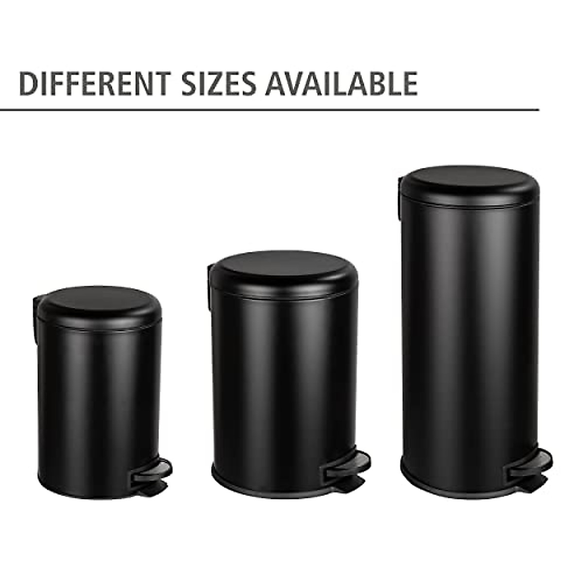 WENKO Black, Trash Can with Lid and Pedal, Garbage Bin for Kitchen with Removable Inner Bucket, Easy Close, Steel, Matt, 5.28 Gal, 12 x 17.32 x 14.76