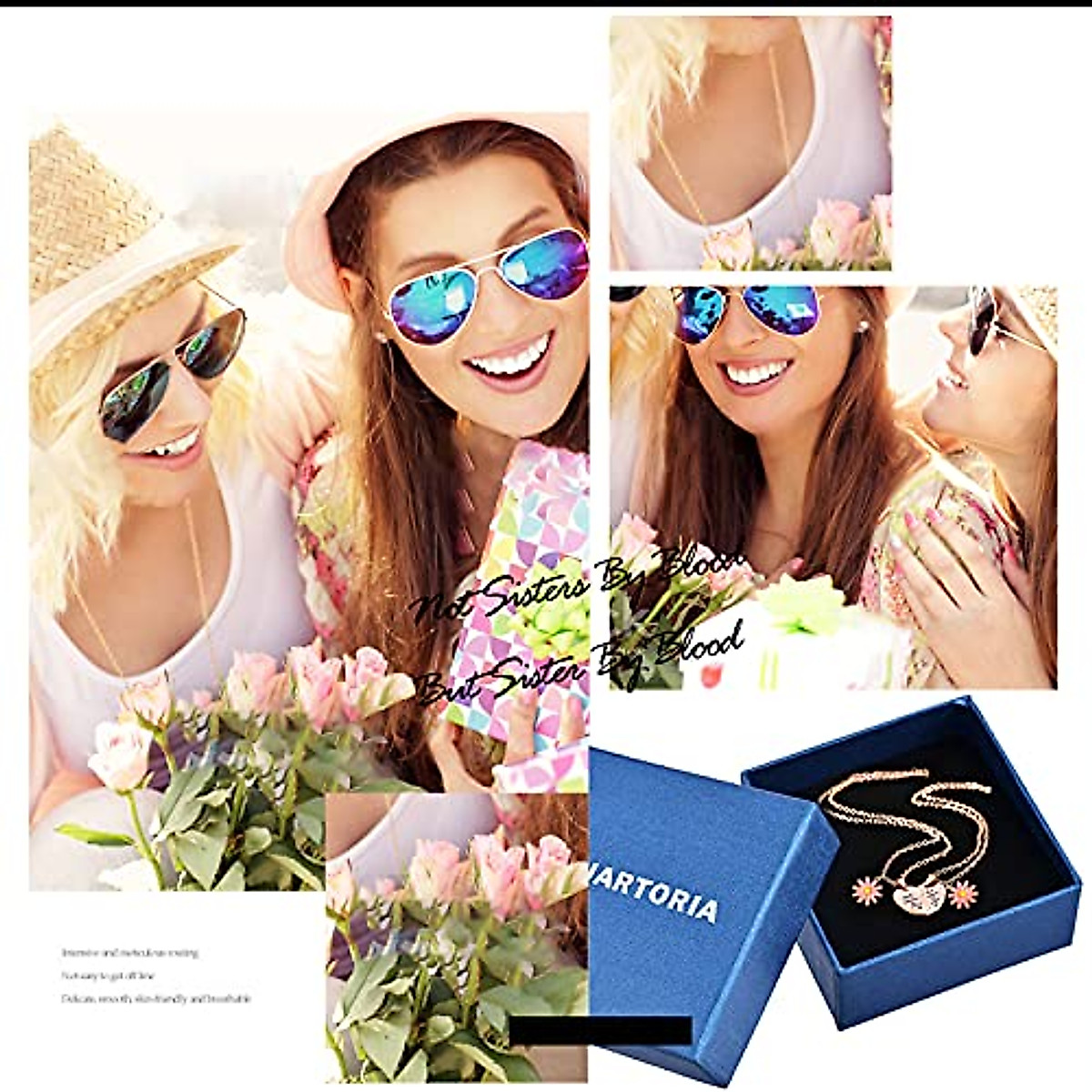 MJartoria BFF Necklace for 2-Split Heart Necklace Not Sisters by Blood Pendant Best Friend Friendship Necklace Set of 2 Valentines Day Gifts for Her