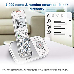 Vtech VS112-37 DECT 6.0 Bluetooth 3 Handset Cordless Phone for Home with Answering Machine, Call Blocking, Caller ID, Intercom and Connect to Cell (Silver & White)