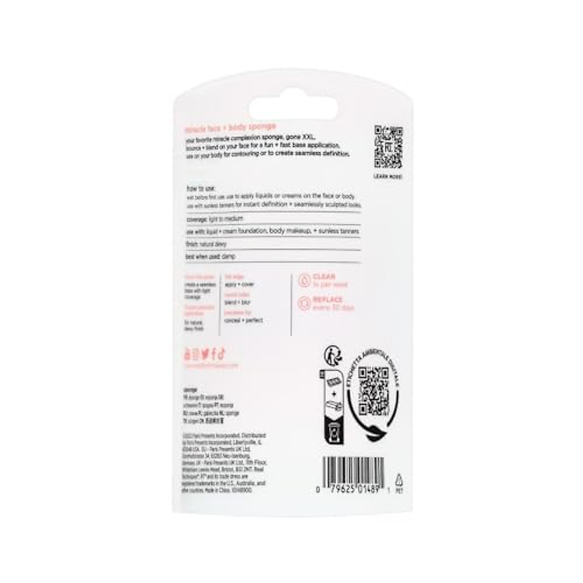 Real Techniques Miracle Face + Body Sponge, XL Makeup Blending Sponge For Whole Body, Ideal For Foundation, Body Makeup, & Self Tanner, Cruelty Free & Vegan, Latex Free, Packaging May Vary, 1 Count