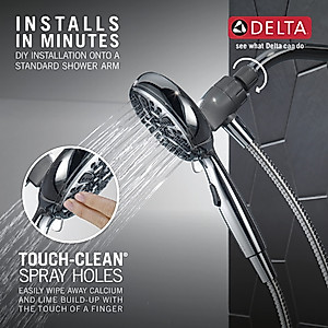 Delta Faucet 6-Setting SureDock Magnetic Shower Head with Handheld Spray, Chrome Shower Head with Hose, Round Shower Head, Showerheads & Handheld Showers, MagnaTite Docking, Chrome 75609