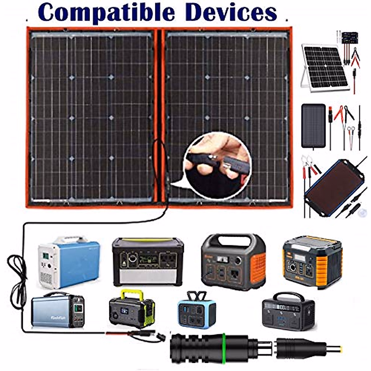 PolyEnergy DC8mm to SAE Connector with DC5521 Converter Adapter Compatible with Explorer 160 240 500 1000 and GZ Portable Power Station Solar Generator Portable Solar Panel 12AWG Heavy Duty Cord