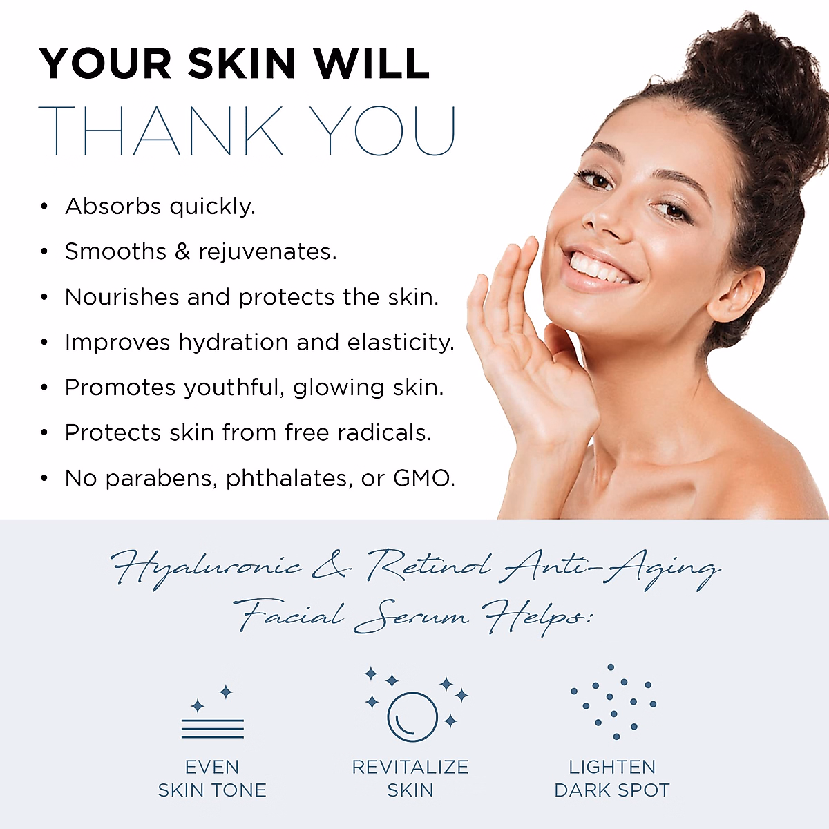 Azure Cosmetics Dermatologist Tested Hyaluronic & Retinol Face Serum - K Beauty Anti-Aging Formula for Dark Spots & Wrinkle Care - Korean Skincare, Moisturizing Complex for Glowing Skin - 1.69 fl oz