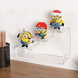 MyGift Clear Acrylic Display Wall Shelf - 3 Tier Staircase Cascading Floating Shelf Figurine and Collectible Display Case