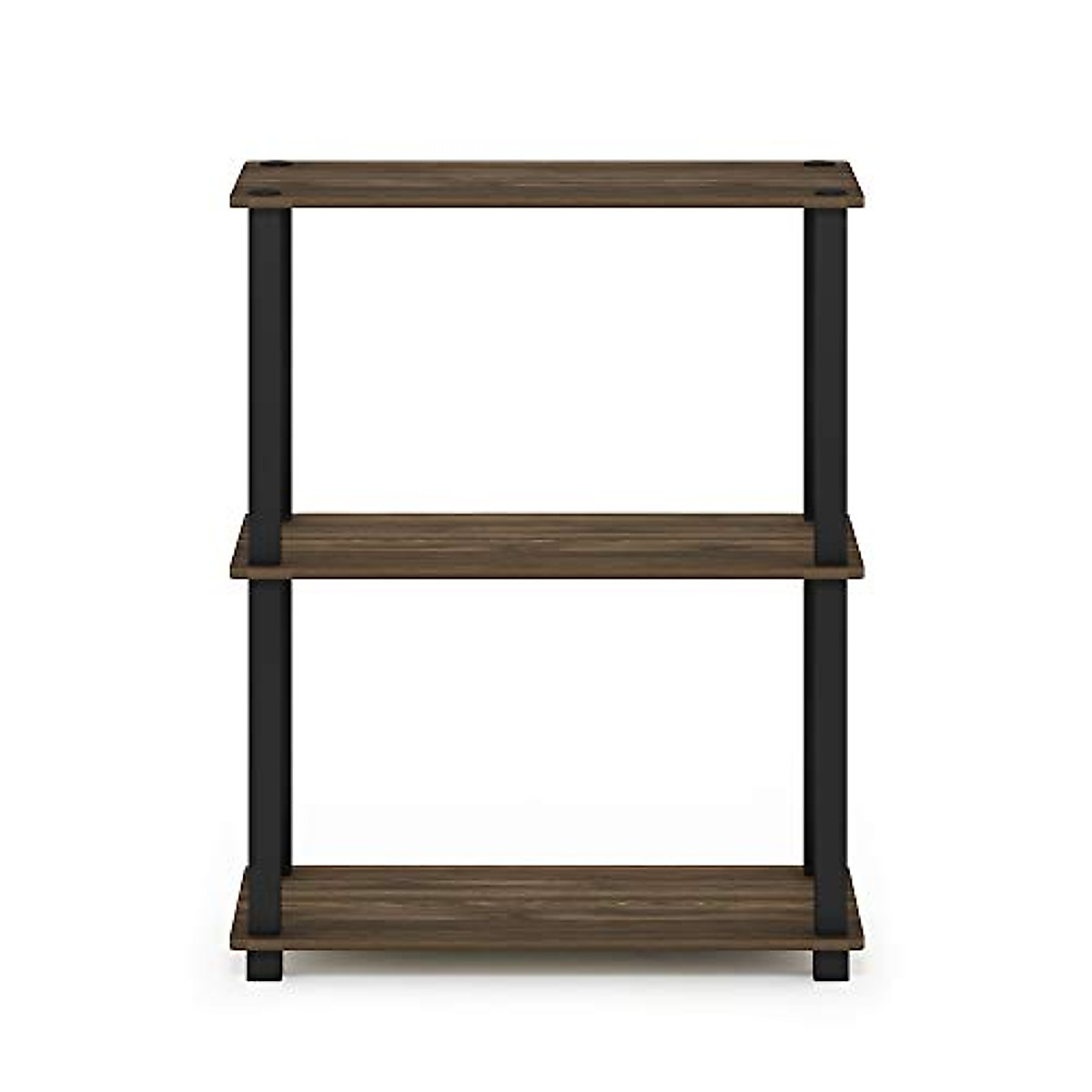 Furinno Turn-S-Tube 3-Tier Compact Multipurpose Shelf Display Rack with Square Tube, Columbia Walnut/Black