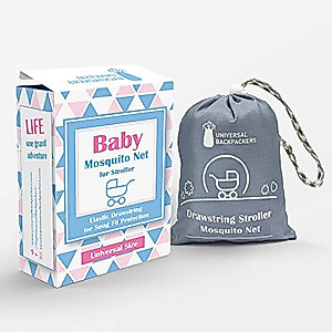 Baby Mosquito Net for Stroller, Carrier & Bassinet – Elastic Drawstring for Snug Fit Netting - Infant Bug Net for Jogger, Car Seat & Pack N Play – 1000 Mesh Toddler Canopy & Gift Packaging