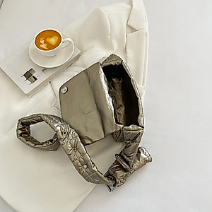 Lushandy Crossbody Bags for Women Quilted Cotton-Padded Bag Check Buckle Flap Shoulder Bag Nylon Work Casual