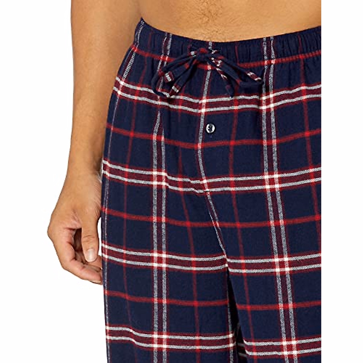Amazon Essentials Men's Flannel Pajama Pant (Available in Big & Tall), Navy/Red, Plaid, Large