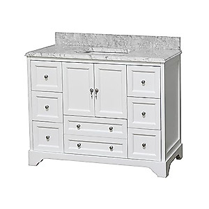 Madison 48-inch Bathroom Vanity (Carrara/White): Includes White Cabinet with Authentic Italian Carrara Marble Countertop and White Ceramic Sink