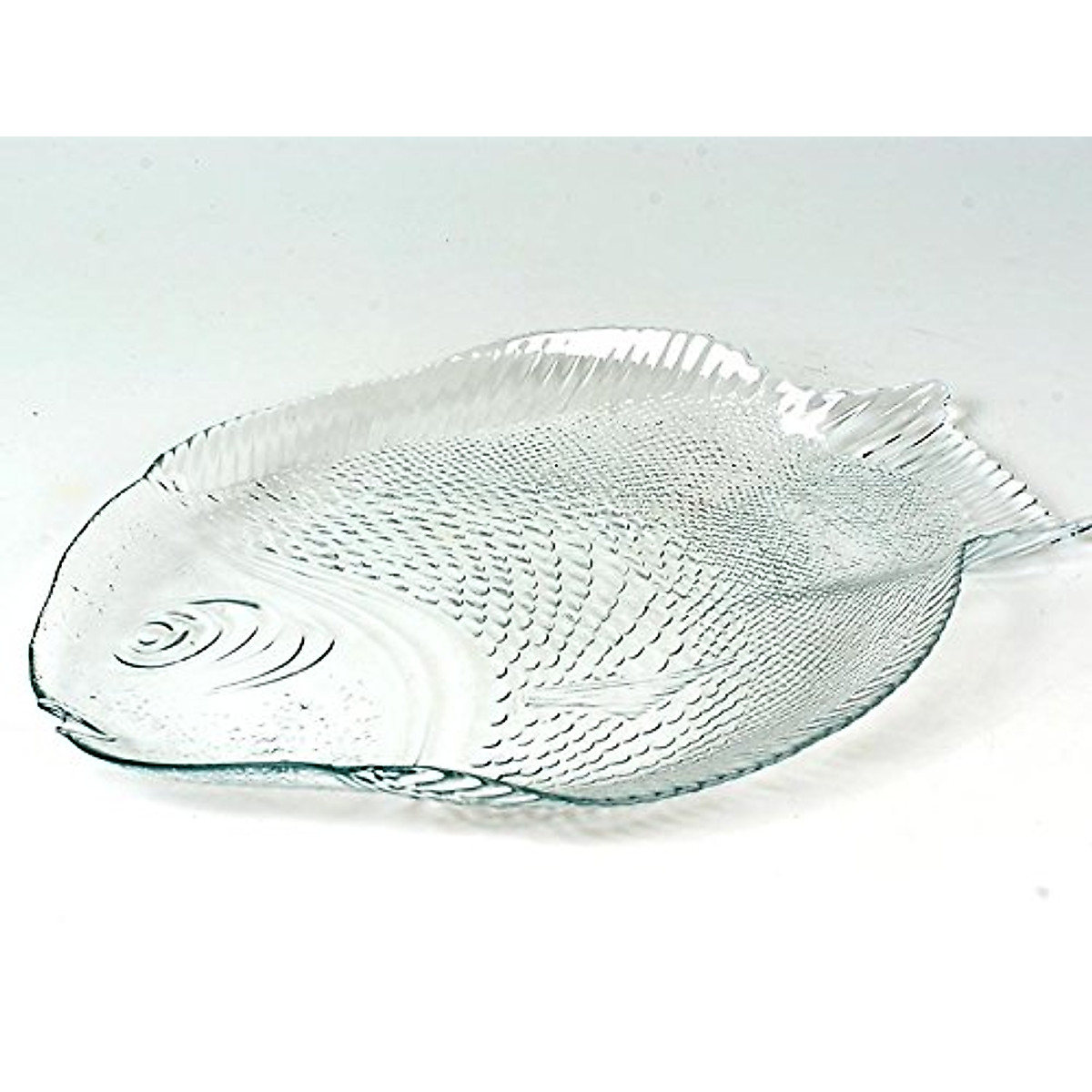 Pasabahce Premium Large Glass Serving Platter, Unique Design Food Tray, Great for Fruit, Cheese, Cake, Salad, Meals, Fish Shape Textured