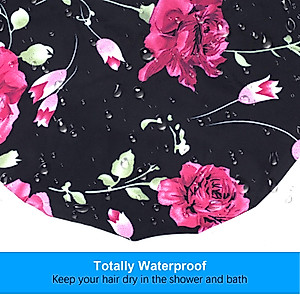Reusable Shower Cap for Women Long Hair, Waterproof Large Shower Caps Adjustable, Washable, Breathable