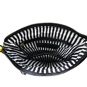 Solene Women's Faux Leather Organizer Multi Zipper Pockets Handbag With Detachable Wristlet Crossbody Bag-WU002(Black)