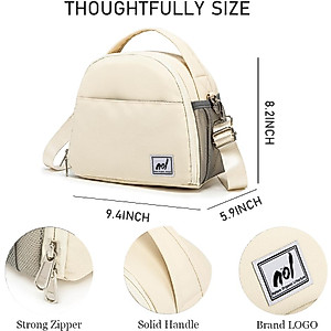 NOL Natural Organic Lifestyle Lunch Bag Insulated Cooler Bag for Women Nylon Waterproof Lightweight Lunch Box Organiser (Cream)