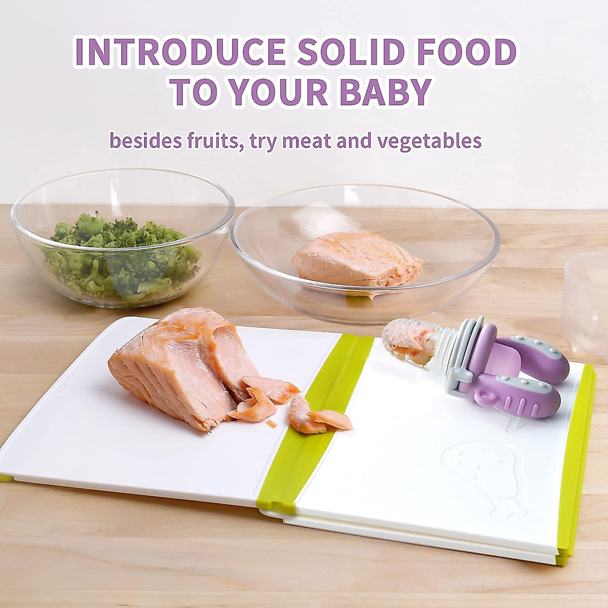 KidsMe Baby Food Feeder - Silicone Baby Fruit Feeder, Baby Feeding Supplies for Fresh Mesh Food and Fruits, BPA-Free Soothing Teething Pacifiers Teether Toys for Babies of 6-24 Months Toddlers Infants