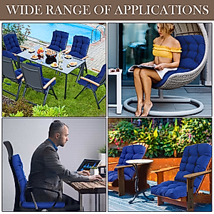 Wesiti 4 Sets Rocking Chair Cushions Outdoor Recliner Cushion Non Slip High Back Patio Chair Cushions Rocking Chair Pads for Wooden Rocking Chair Tufted Glider Rocker Replacement Cushions (Navy Blue)