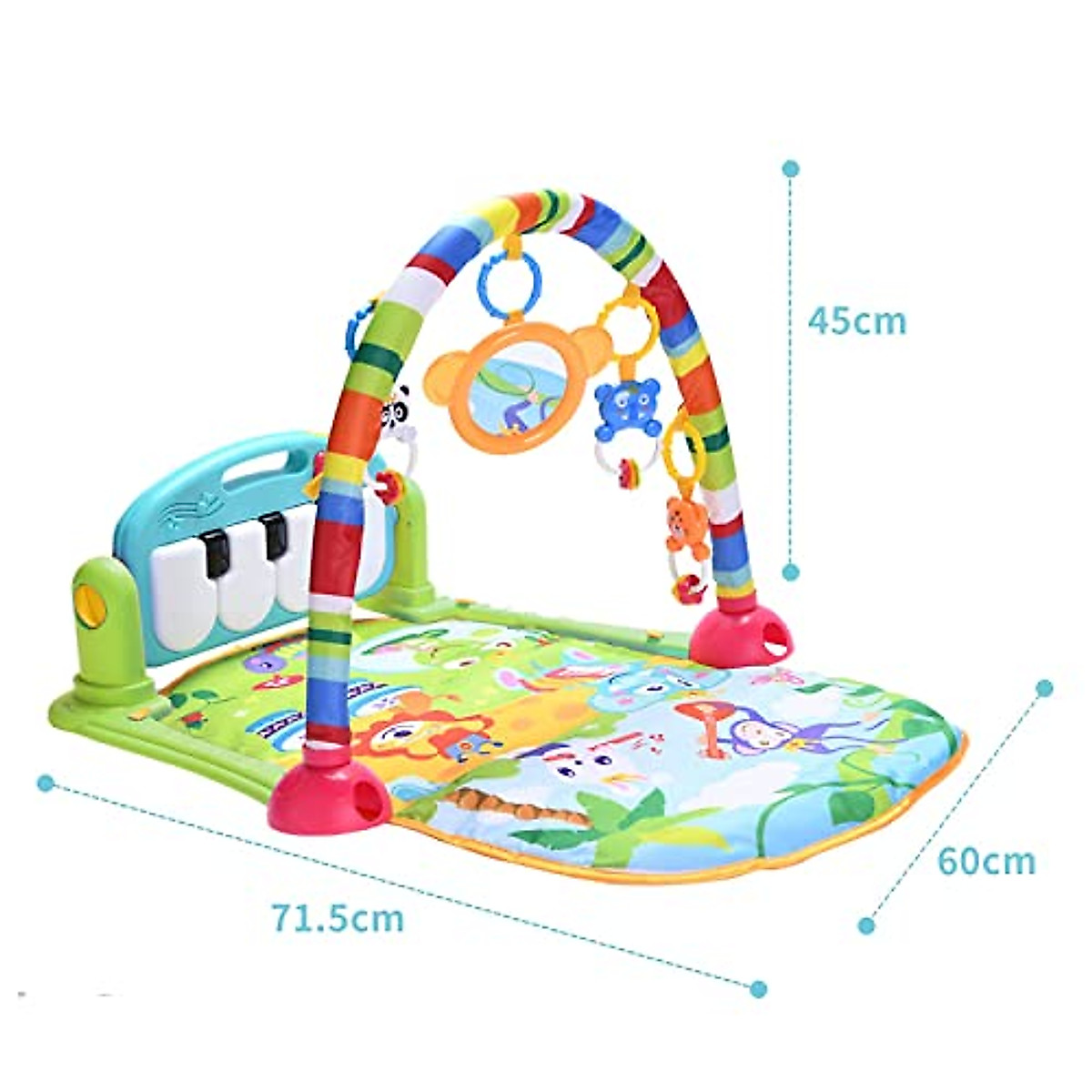 WYSWYG Baby Gym Jungle Musical Play Mats for Floor, Kick and Play Piano Gym Activity Center with Music, Lights, and Sounds Toys for Infants and Toddlers Aged 0 to 6 to 12 Months (Green)