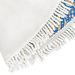 Kuizee Christmas Tree Skirt 30 Inch Xmas Tree Ornament Blue Golden Luxury Deco Xmas Party Decoration Tassels Christmas Party Supplies Christmas Tree Base Cover