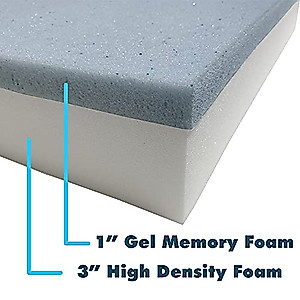 Foamma 4" x 36" x 72" Gel Memory Foam RV Bunk Mattress Replacement, Medium Firm, Pressure Relieving, Cooling Premium Comfort, USA Made, No Cover