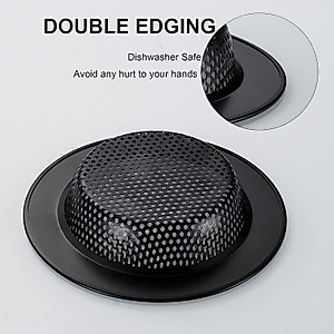 LASSHSWA 2 PCS Matte Black Kitchen Sink Strainer Stainless Steel, Kitchen Sink Drain Strainer, Sink Strainers with Large Wide Rim 4.5" Diameter for Kitchen Sinks (NO Bump - Avoid Paint Peeling)