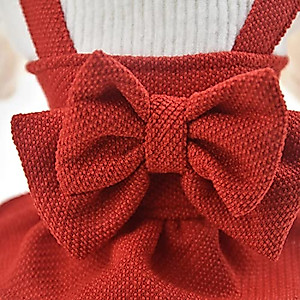 FLAdorepet Dog Dress for Christmas Holiday Party Winter Warm Small Dog Bowknot Dress Tutu Skirt, Cat Costume Clothes Pet Apparel (Small, Red)