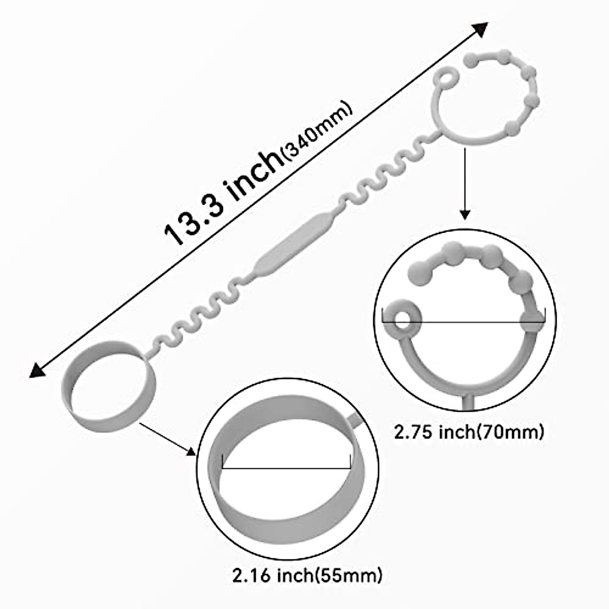 Keep Bottles and Sippy Cups Off The Floor with Sippy Cup Strap - Food Grade Silicone Bottle Bungee for High Chair, Stroller & More - Great for Babies and Toddlers - Grey, 2Pack