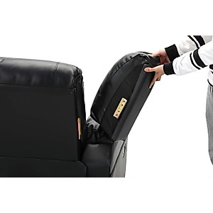 LCH Modern Upholstered L-Shape Sectional Sofa Reclining, PU Leather Extra Wide Lounge Couch with 2 Consoles,4 Cup Holders and Storage,Fabric Sofá for Living Room Apartment, Black Large