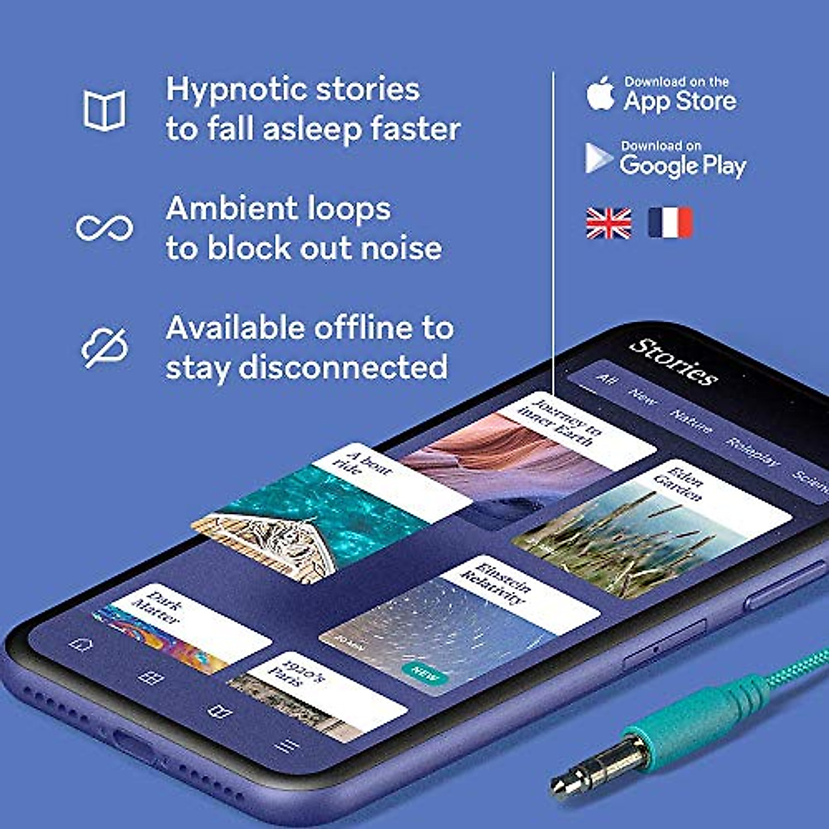 HoomBand Innovative Headband for Sleep, Travel, Meditation | 3.5mm Jack Wired | Ultra Flat Speakers | Free Access to Hypnotic Stories Created by Sleep Experts (Size S)